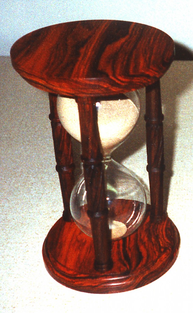 9 inch Cocobolo Hourglass with Spiral Spindles | The Wooden Gem